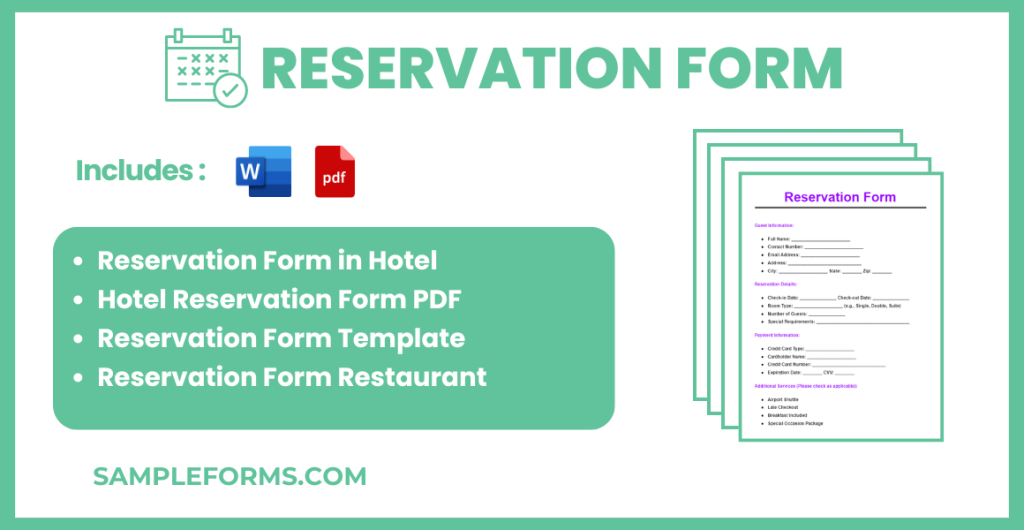 FREE 25+ Reservation Form PDF, MS Word, Google Docs, Excel