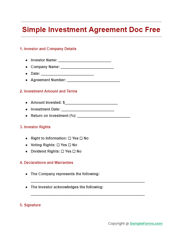 FREE 13+ Investment Agreement Form Samples, PDF, MS Word, Google Docs