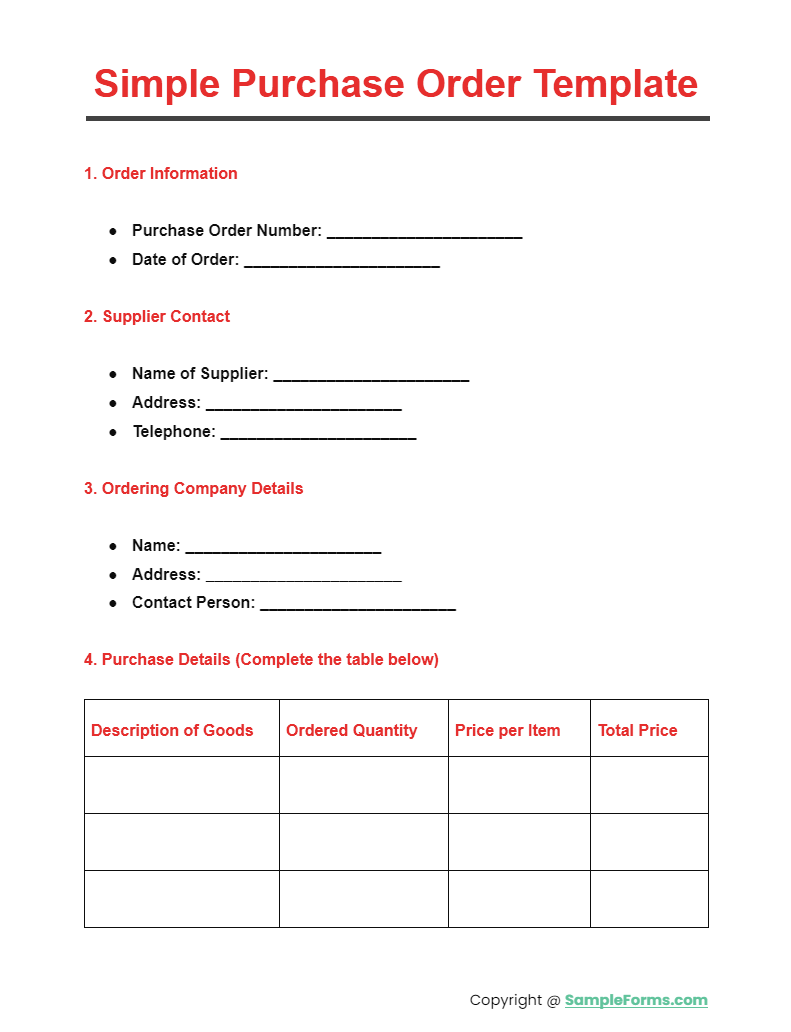 FREE 14+ Purchase Order Form Samples, PDF, MS Word, Google Docs, Excel