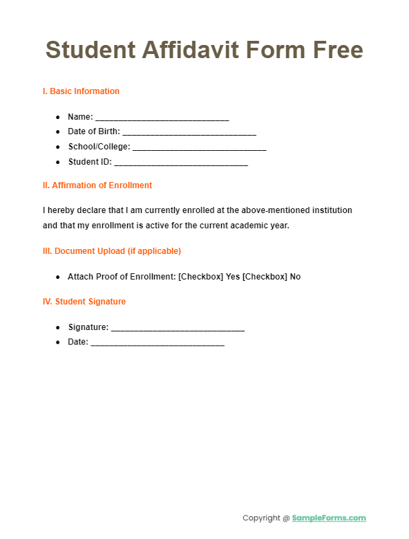 FREE 13+ Student Affidavit Form Samples, PDF, MS Word, Google Docs