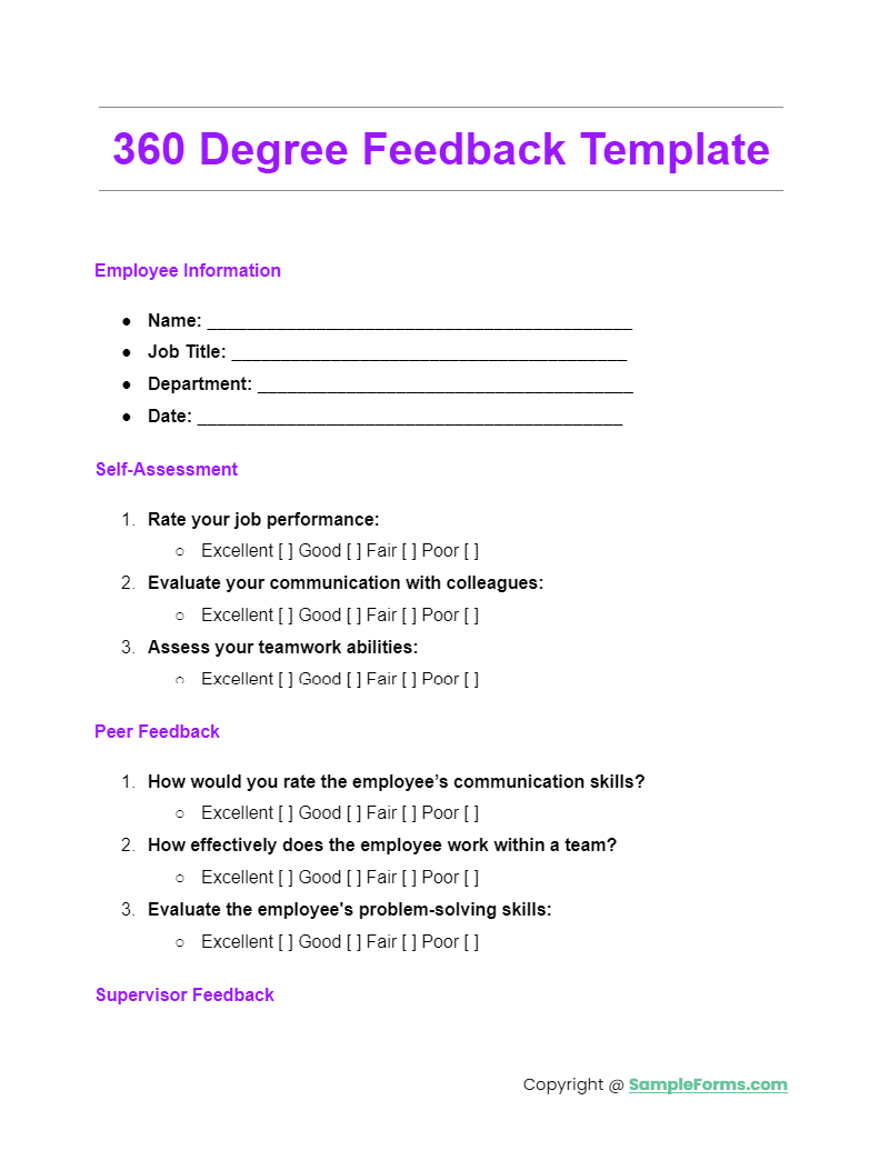 FREE 15+ Form for 360 Degree Feedback Samples, PDF, MS Word, Google Docs, Excel