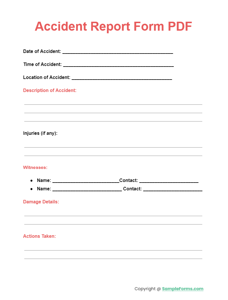 FREE 32+ Accident Report Form Samples, PDF, MS Word, Google Docs