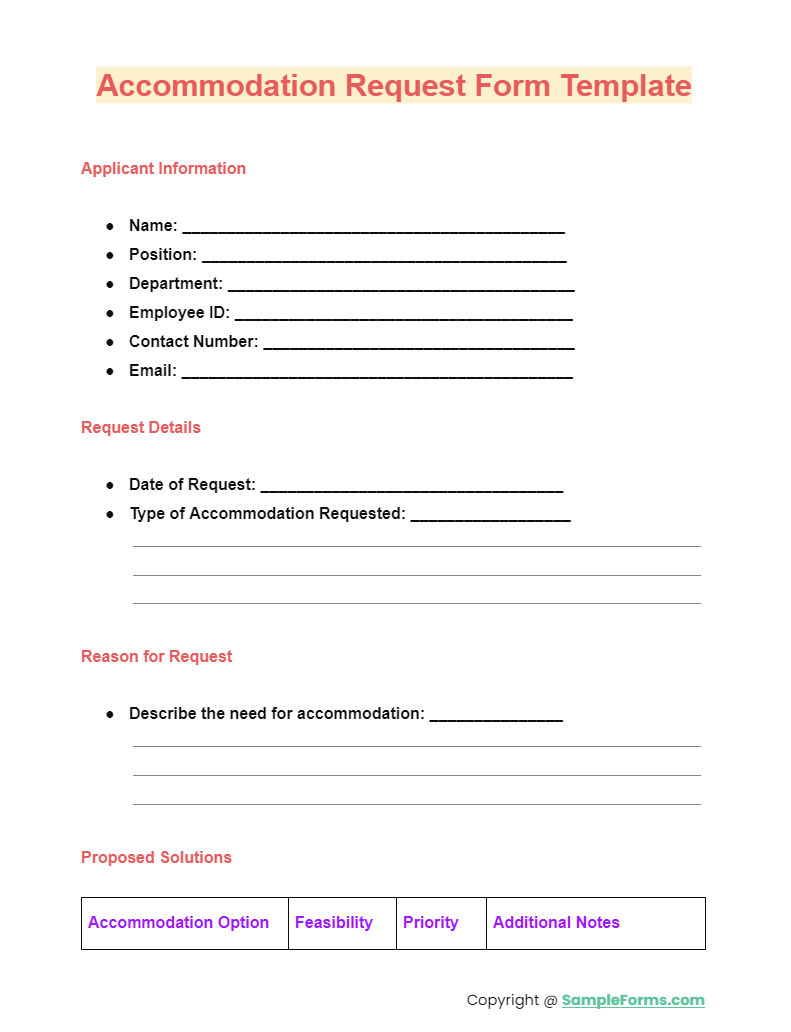 FREE 38+ Accommodation Request Form Samples, PDF, MS Word, Google Docs ...