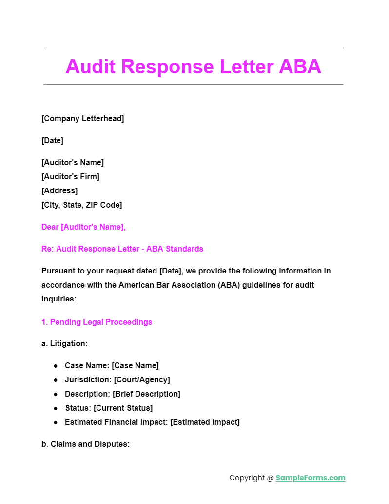 FREE 9+ Audit Response Letter Samples, PDF, MS Word, Google Docs