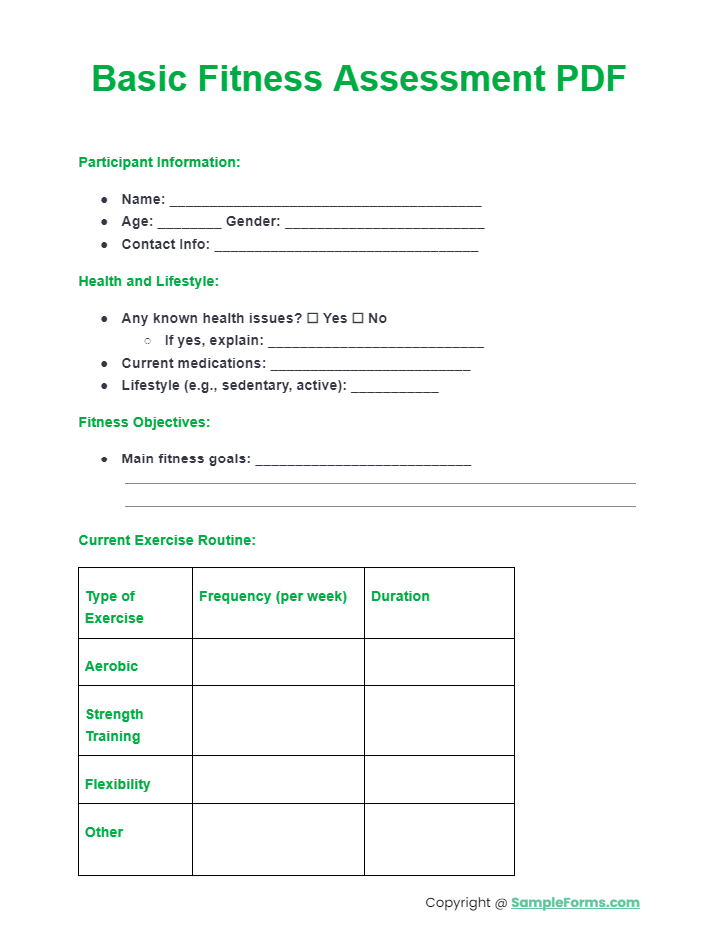 FREE 14+ Fitness Assessment Form Samples, PDF, MS Word, Google Docs