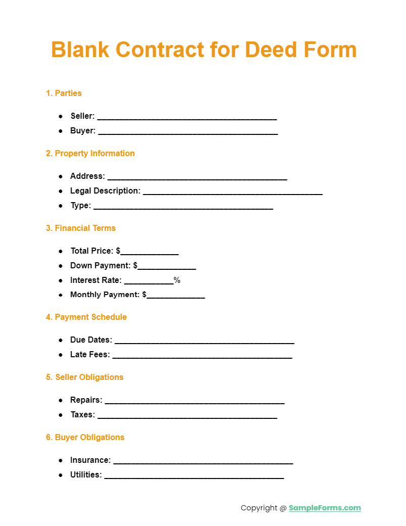 FREE 13+ Contract for Deed Form Samples, PDF, MS Word, Google Docs