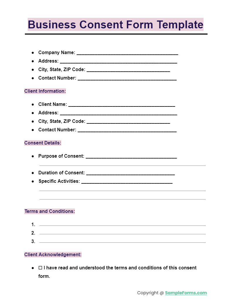 FREE 11+ Business Consent Form Samples, PDF, MS Word, Google Docs