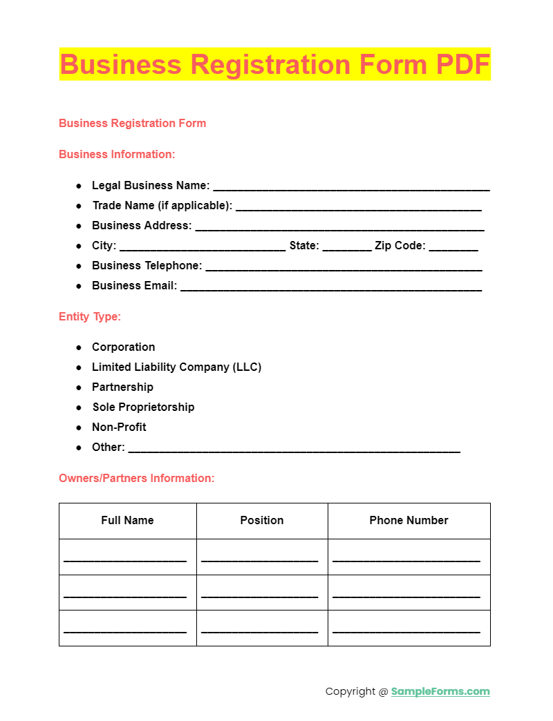 FREE 12+ Business Registration Form Samples, PDF, MS Word, Google Docs ...