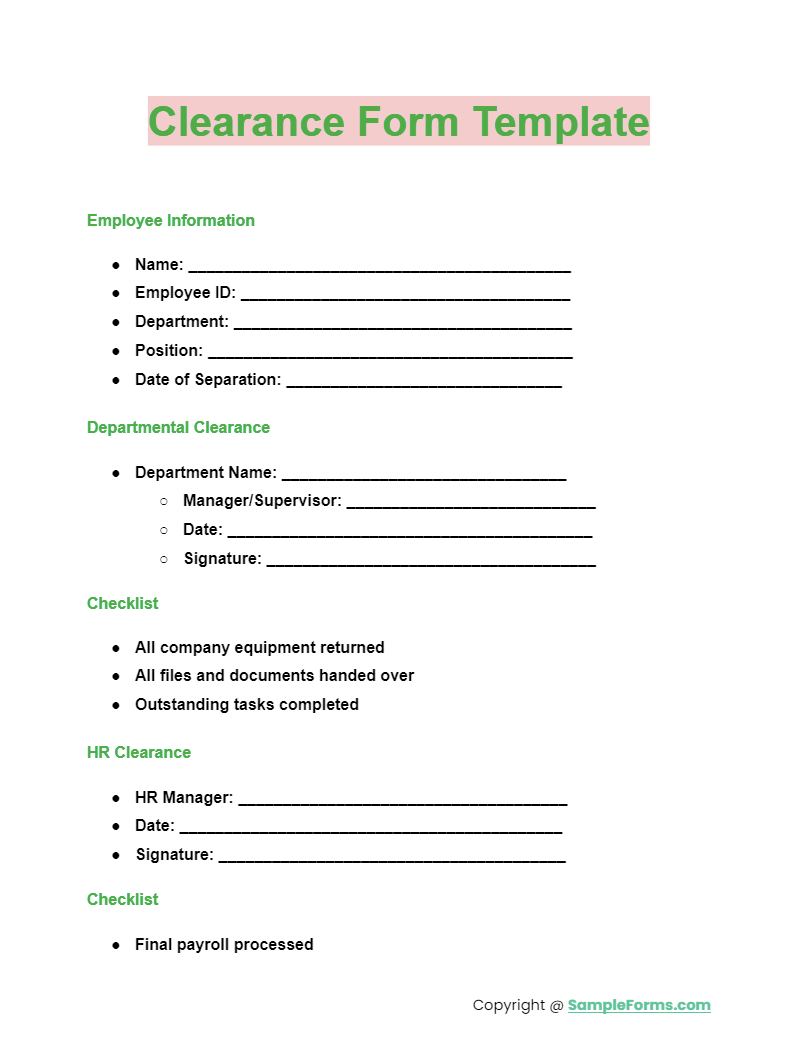 FREE 32+ Clearance Form Samples, PDF, MS Word, Google Docs