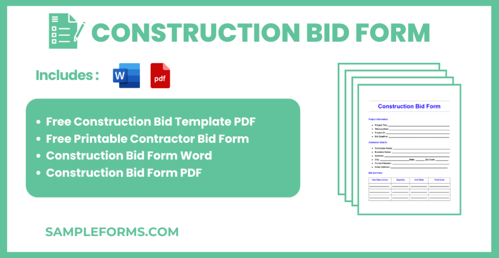 FREE 12+ Construction Bid Form Samples, PDF, MS Word, Google Docs, Excel