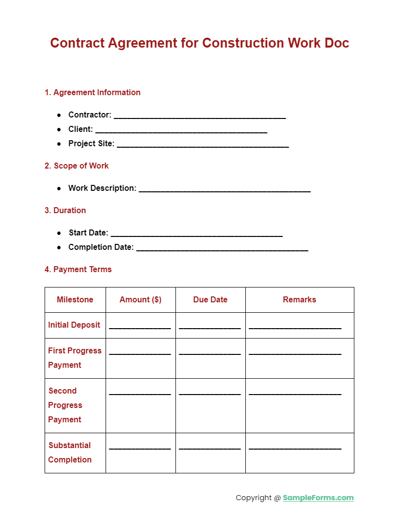 FREE 13+ Construction Agreement Forms in Samples, PDF, MS Word, Google Docs