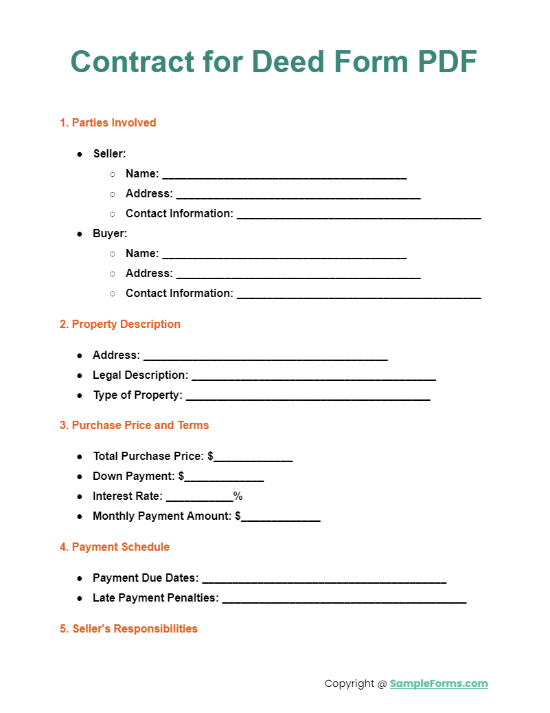 FREE 13+ Contract for Deed Form Samples, PDF, MS Word, Google Docs