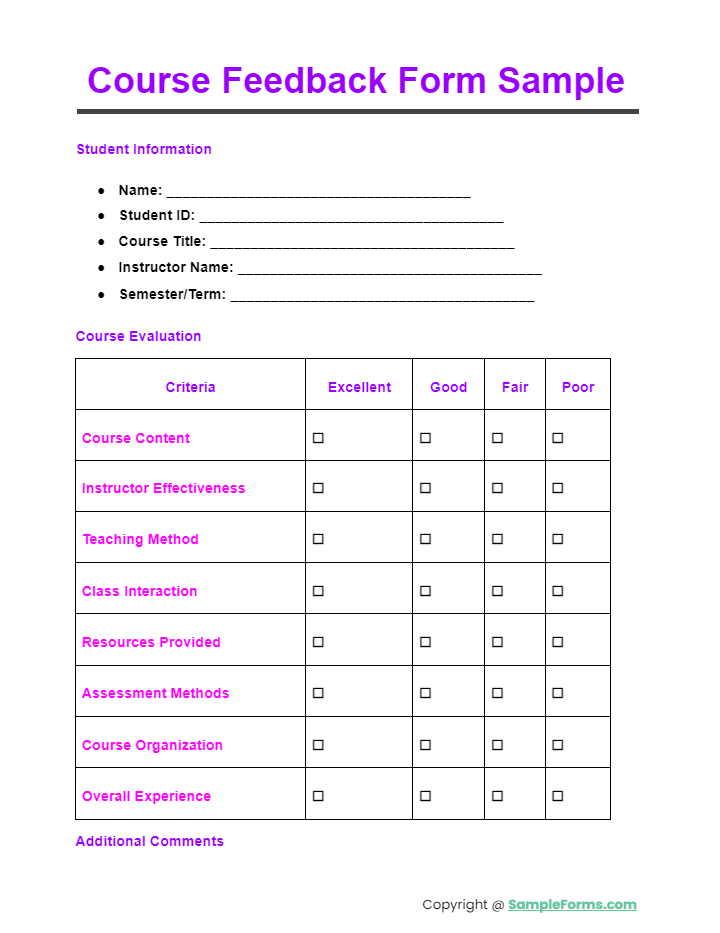 FREE 12+ Course Feedback Form Samples, PDF, MS Word, Google Docs
