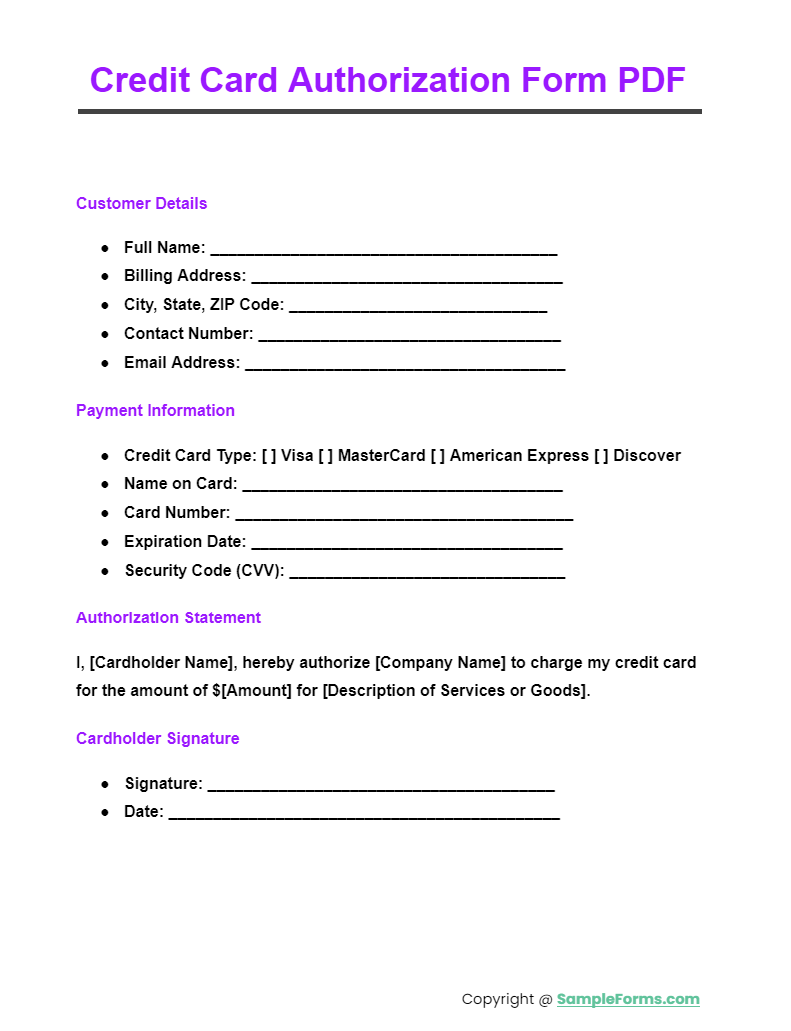 FREE 14+ Credit Card Authorization Form Samples, PDF, MS Word, Google ...