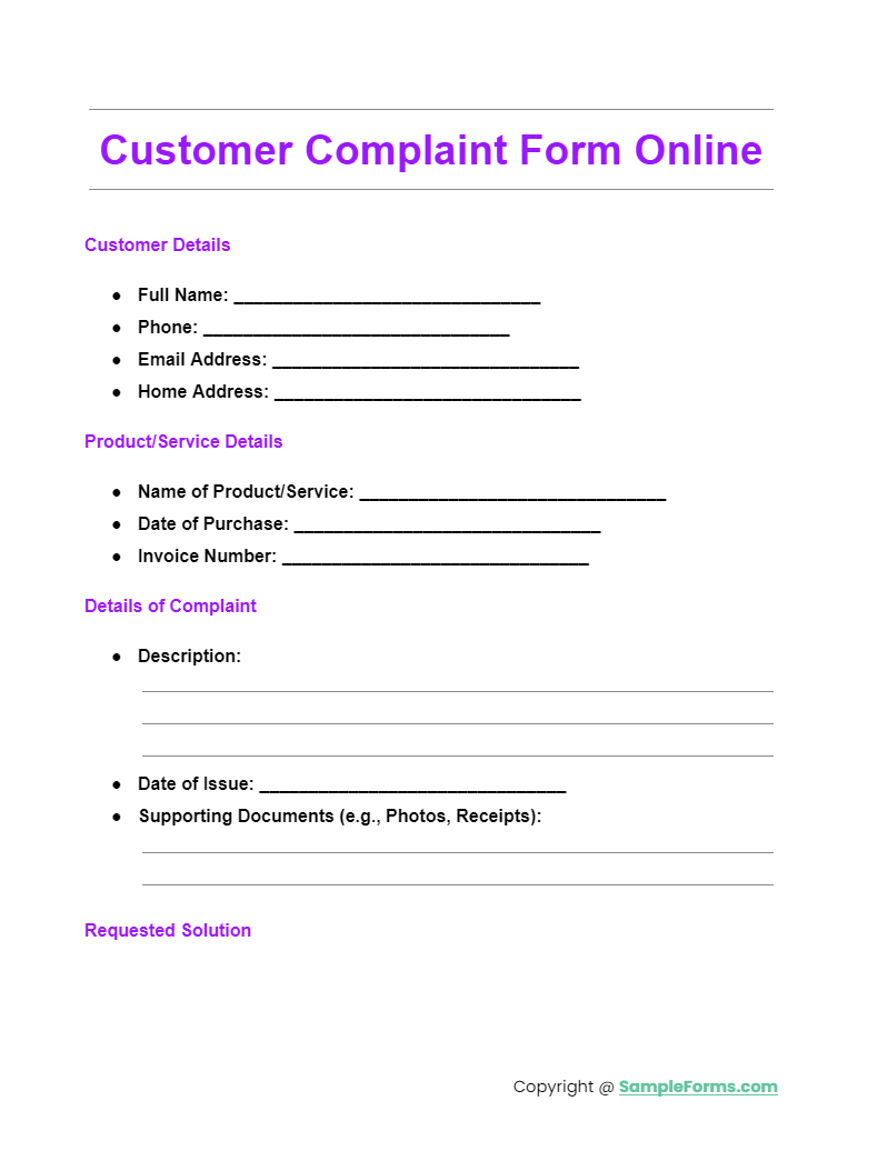 FREE 16+ Customer Complaint Form Samples, PDF, MS Word, Google Docs