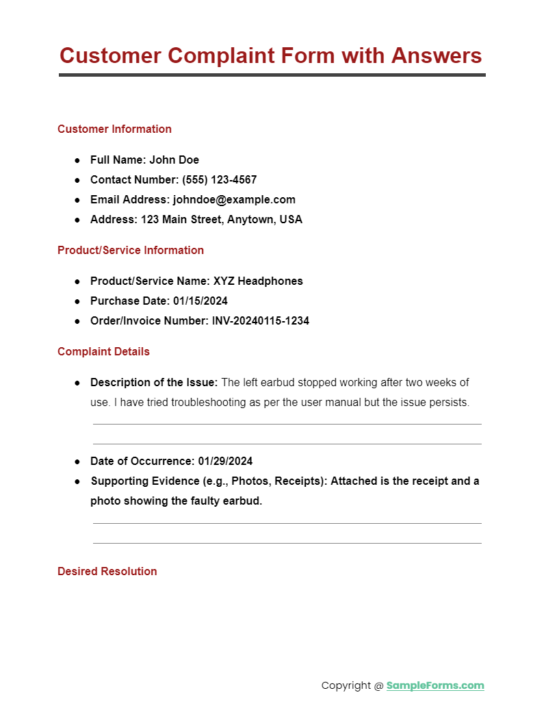 FREE 16+ Customer Complaint Form Samples, PDF, MS Word, Google Docs