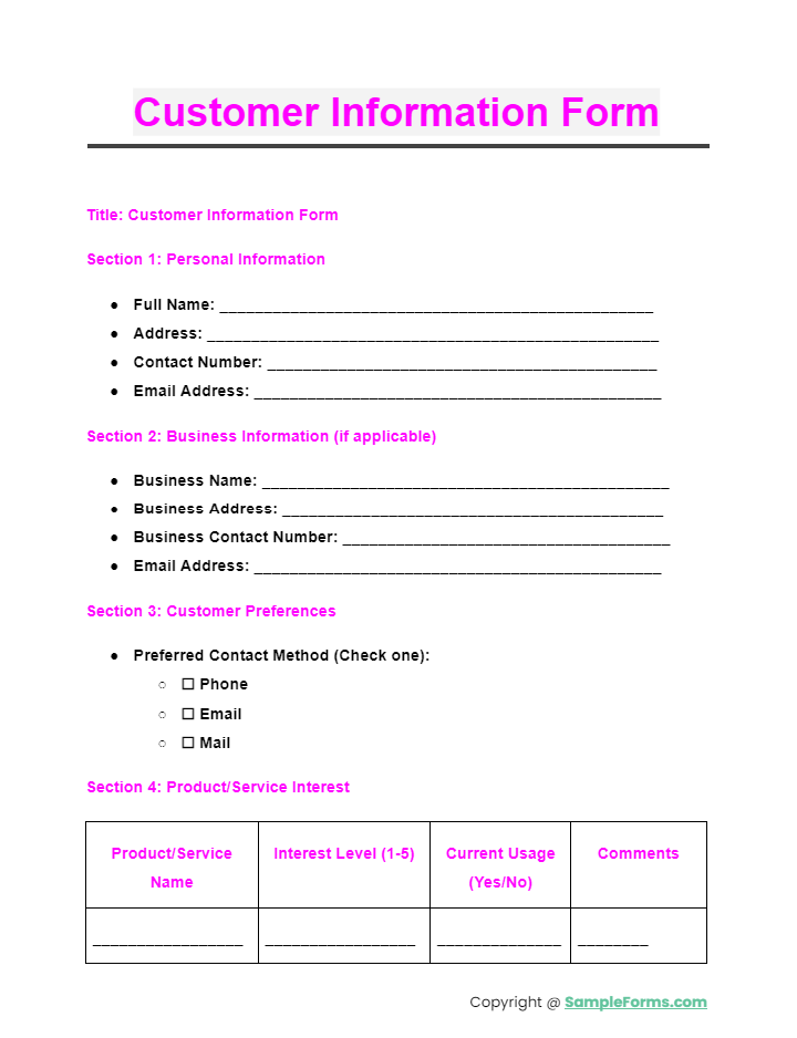 FREE 14+ Information Form Samples, PDF, MS Word, Google Docs, Excel