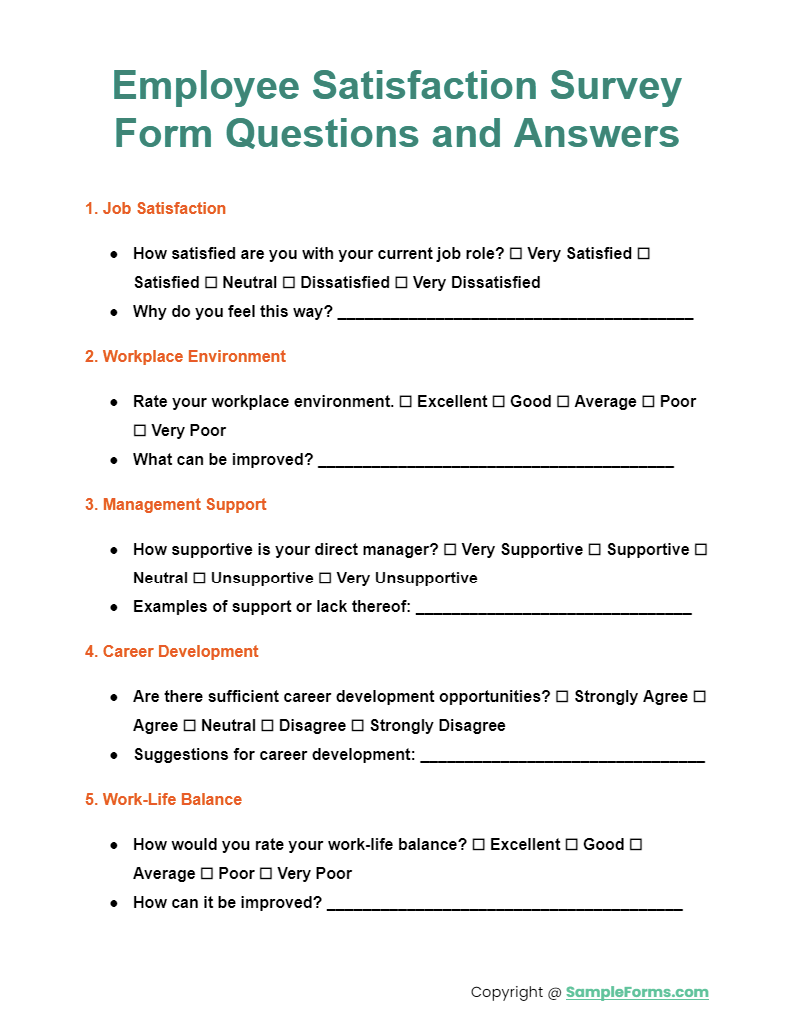 FREE 12+ Employee Satisfaction Survey Form Samples, PDF, MS Word ...