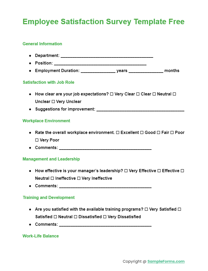 FREE 12+ Employee Satisfaction Survey Form Samples, PDF, MS Word ...