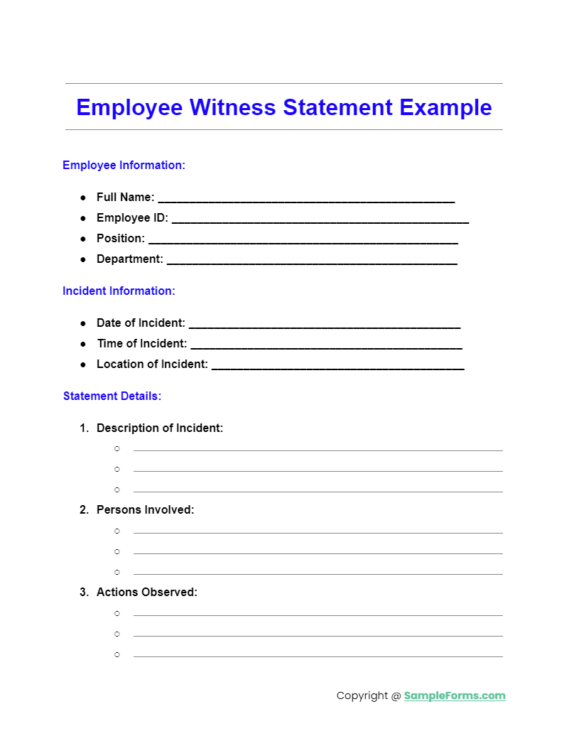 FREE 17+ Employee Witness Statement Form Samples, PDF, MS Word, Google Docs