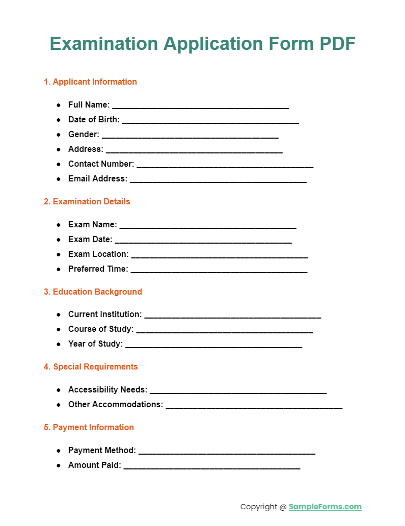 FREE 14+ Examination Application Form Samples, PDF, MS Word, Google Docs