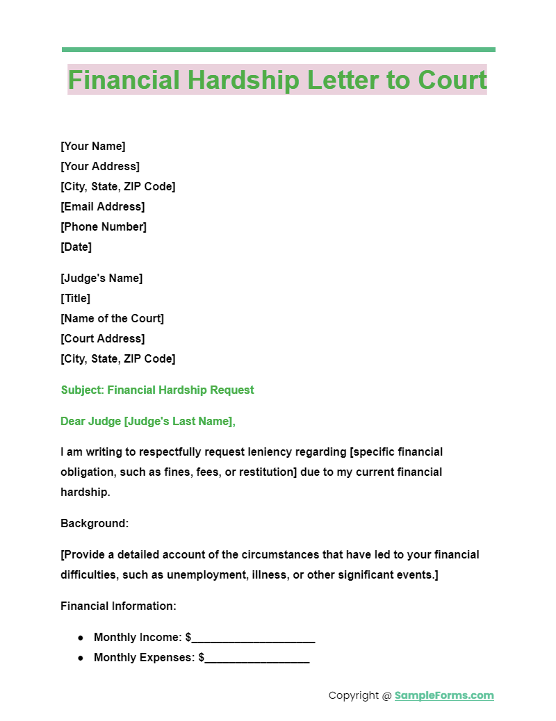 FREE 6+ Financial Hardship Letter Samples, PDF, MS Word, Google Docs