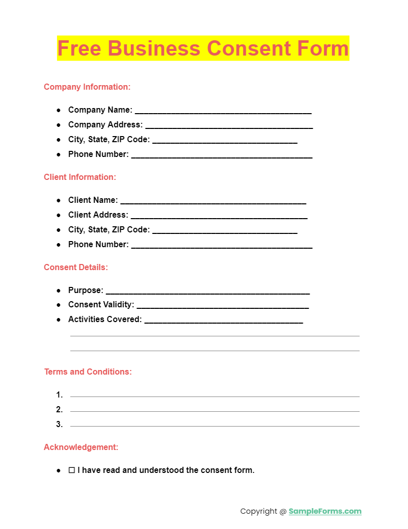 FREE 11+ Business Consent Form Samples, PDF, MS Word, Google Docs