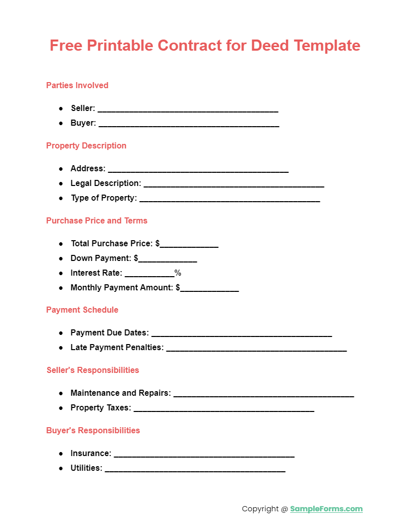 FREE 13+ Contract for Deed Form Samples, PDF, MS Word, Google Docs