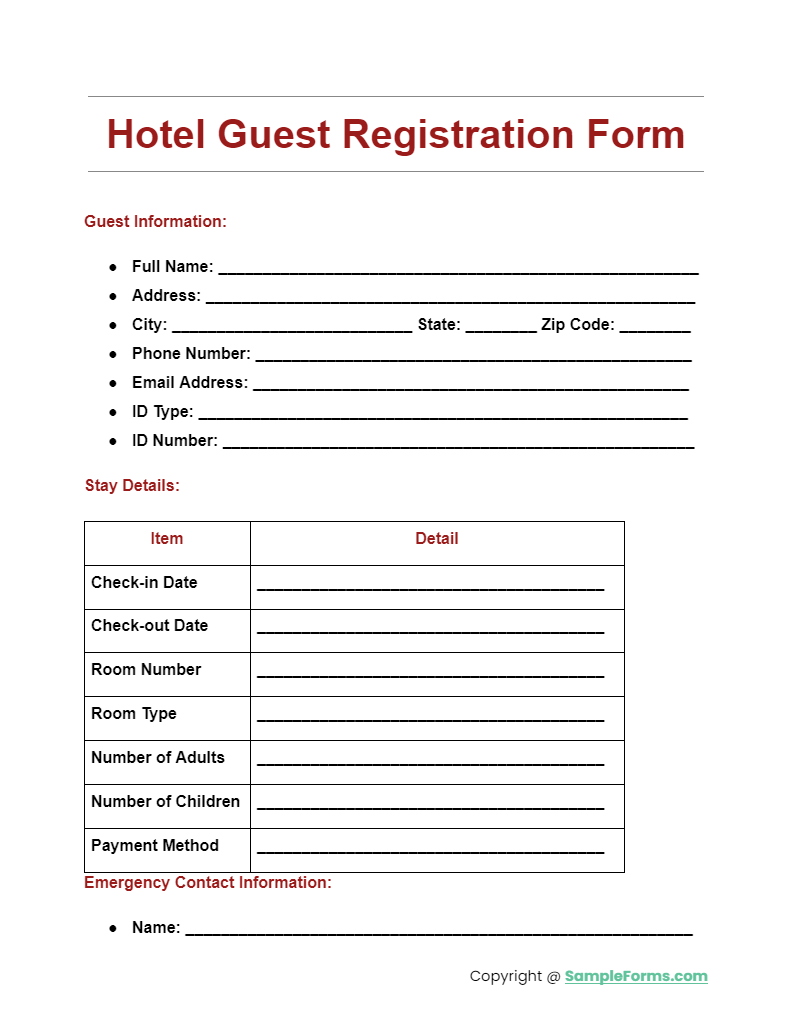 FREE 14+ Hotel Registration Form Samples, PDF, MS Word, Google Docs, Excel