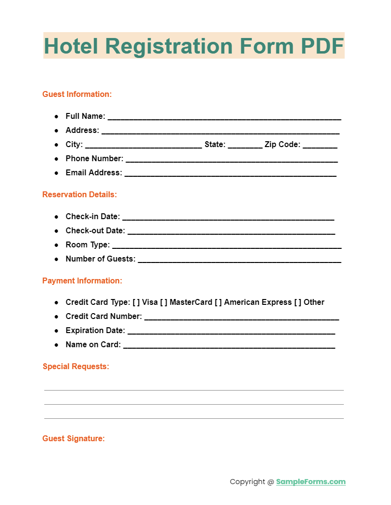FREE 14+ Hotel Registration Form Samples, PDF, MS Word, Google Docs, Excel