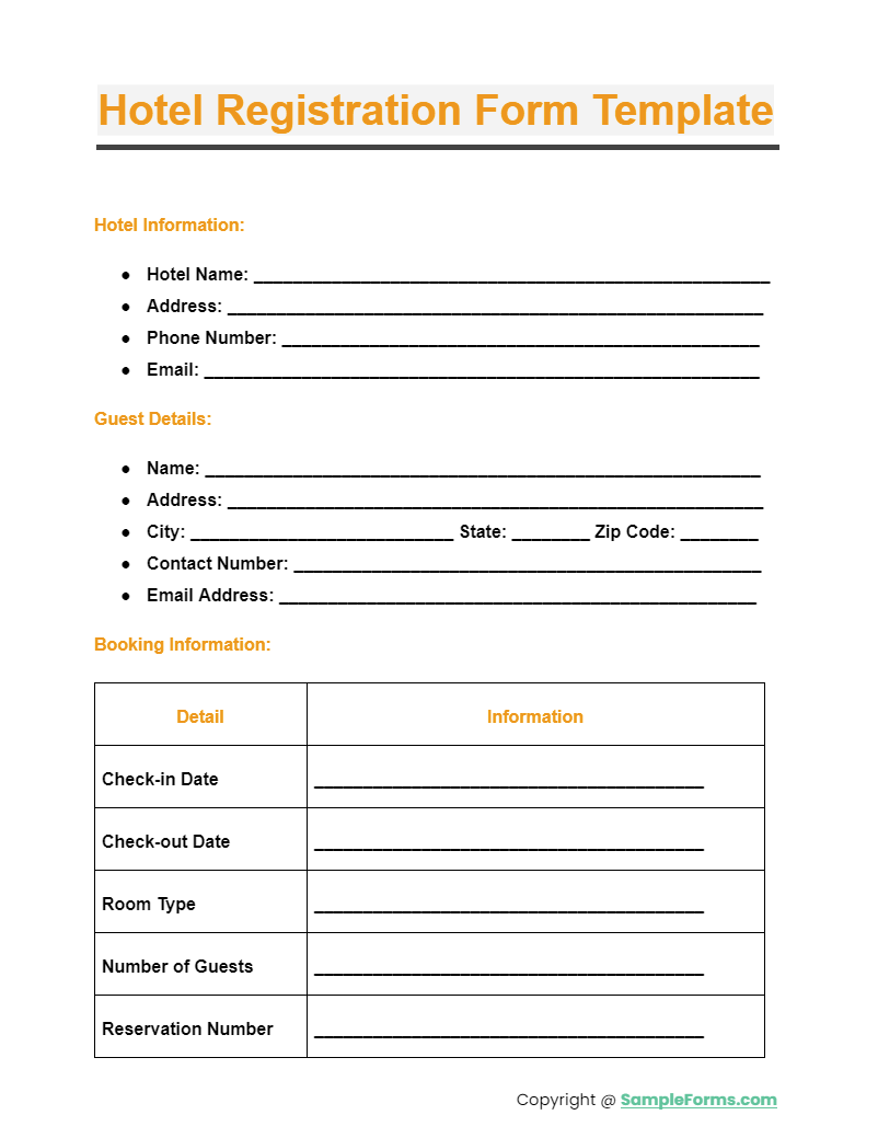 FREE 14+ Hotel Registration Form Samples, PDF, MS Word, Google Docs, Excel