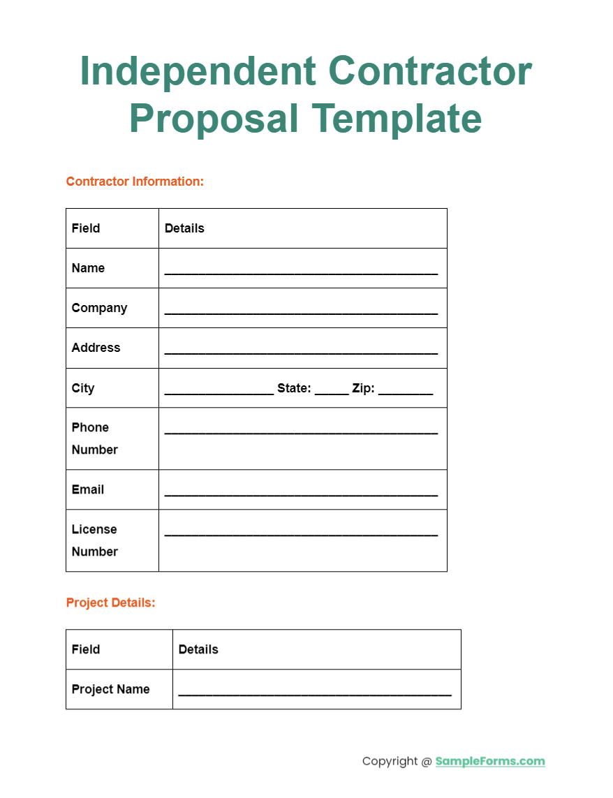 FREE 12+ Contractor Proposal Form Samples, PDF, MS Word, Google Docs, Excel