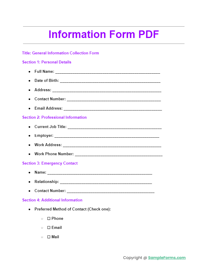 FREE 14+ Information Form Samples, PDF, MS Word, Google Docs, Excel