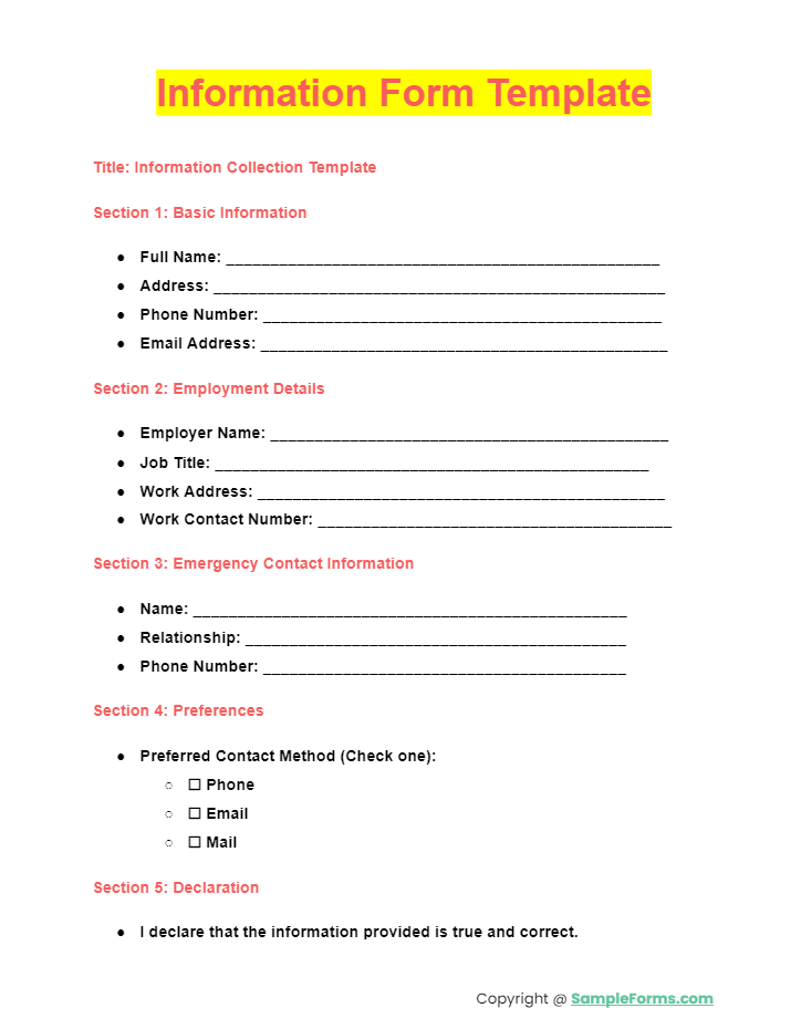 FREE 14+ Information Form Samples, PDF, MS Word, Google Docs, Excel