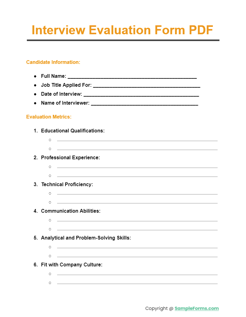 FREE 31+ Interview Evaluation Form Samples, PDF, MS Word, Google Docs, Excel