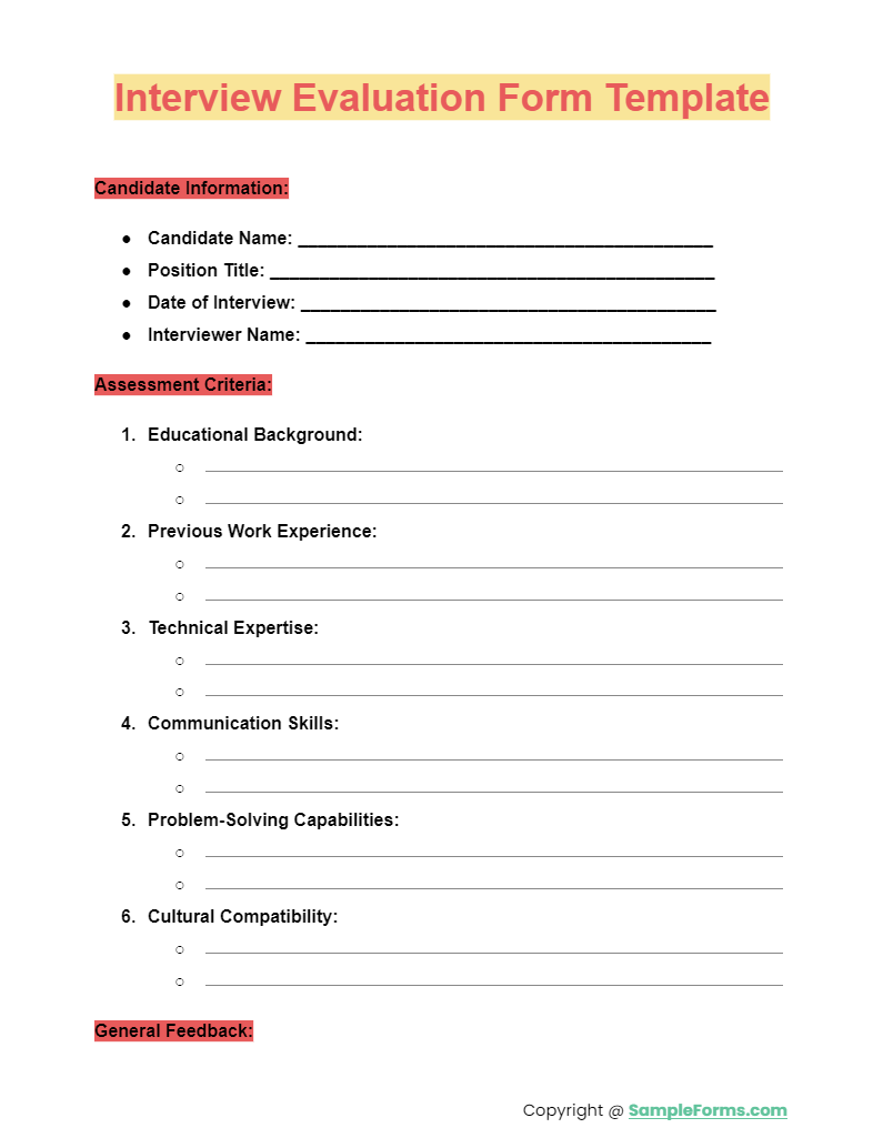 FREE 31+ Interview Evaluation Form Samples, PDF, MS Word, Google Docs ...
