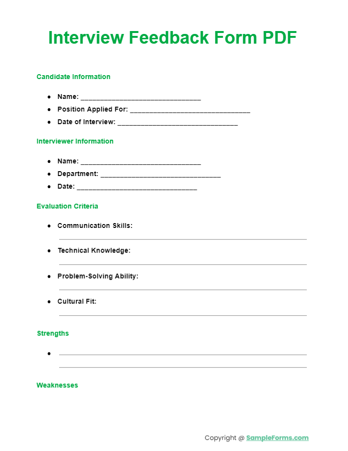 FREE 15+ Interview Feedback Form Samples, PDF, MS Word, Google Docs