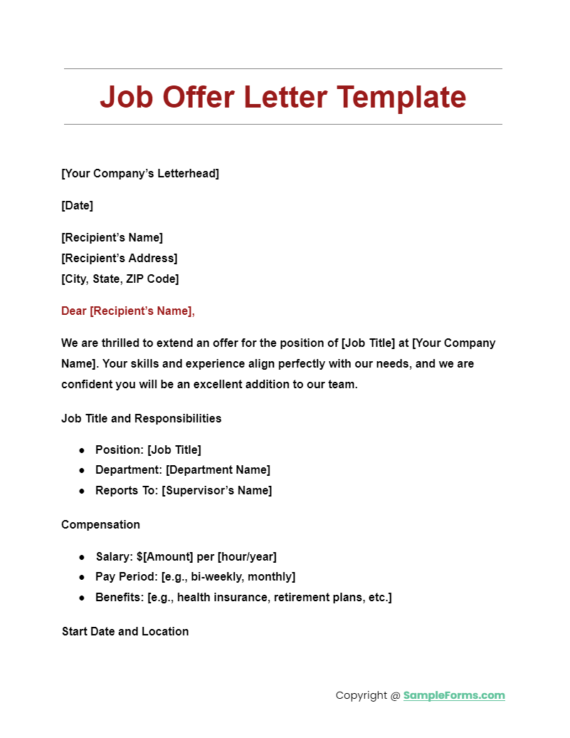 FREE 12+ Job Offer Letter Samples, PDF, MS Word, Google Docs
