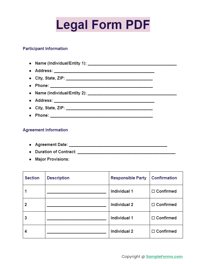 FREE 22+ Legal Form Samples, PDF, MS Word, Google Docs, Excel