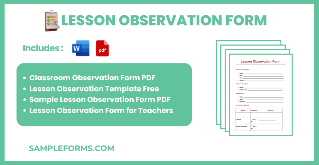 FREE 7+ Lesson Observation Form Samples, PDF, MS Word, Google Docs