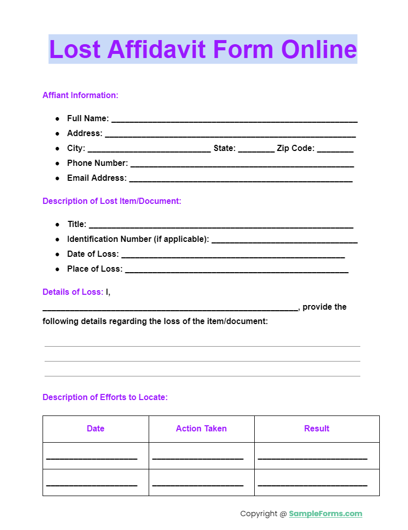 FREE 12+ Lost Affidavit Form Samples, PDF, MS Word, Google Docs