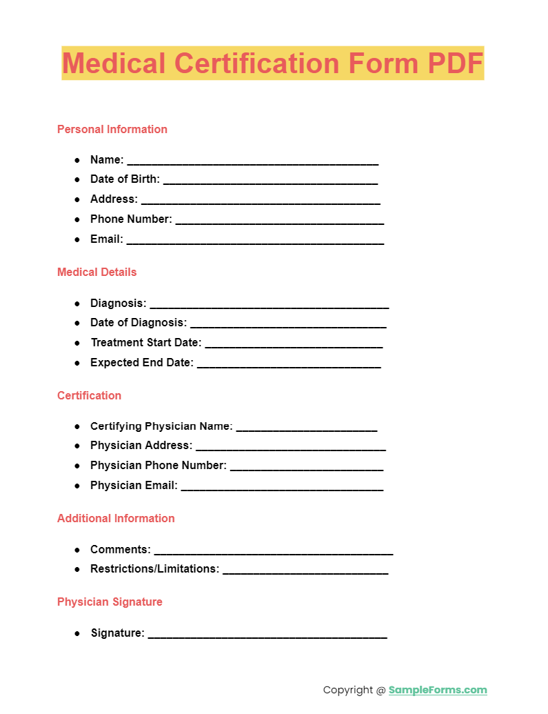 FREE 9+ Medical Certification Form Samples, PDF, MS Word, Google Docs