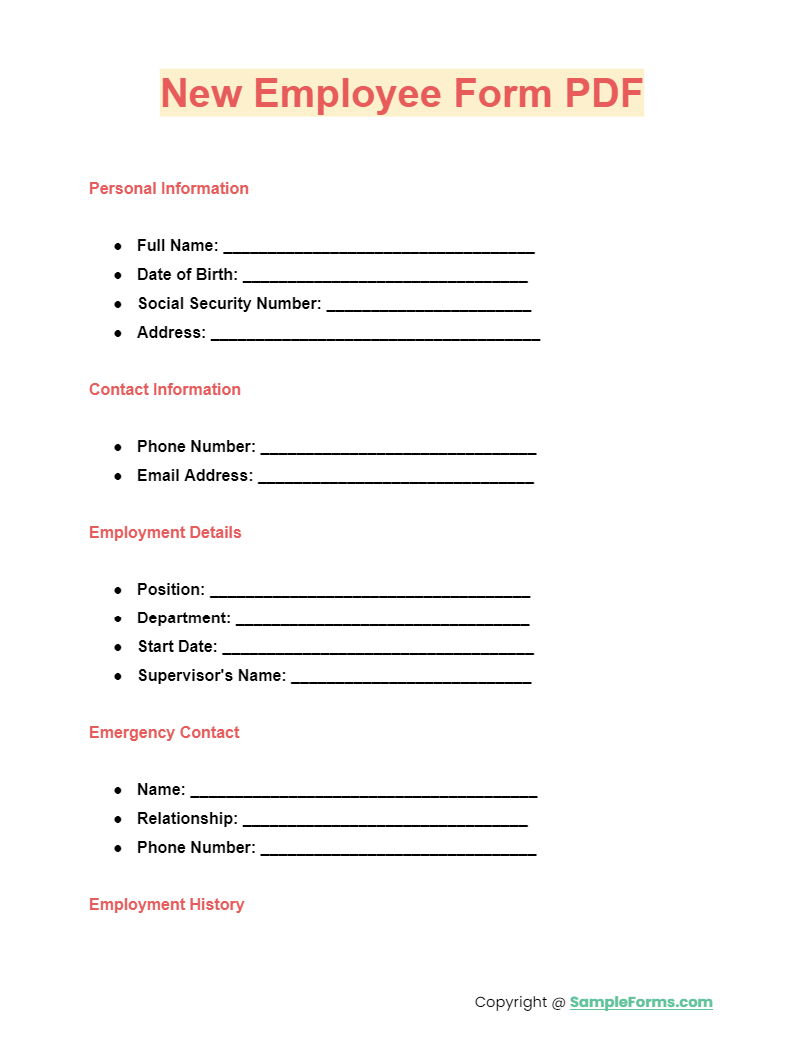 FREE 51+ Employee Form Samples, PDF, MS Word, Google Docs