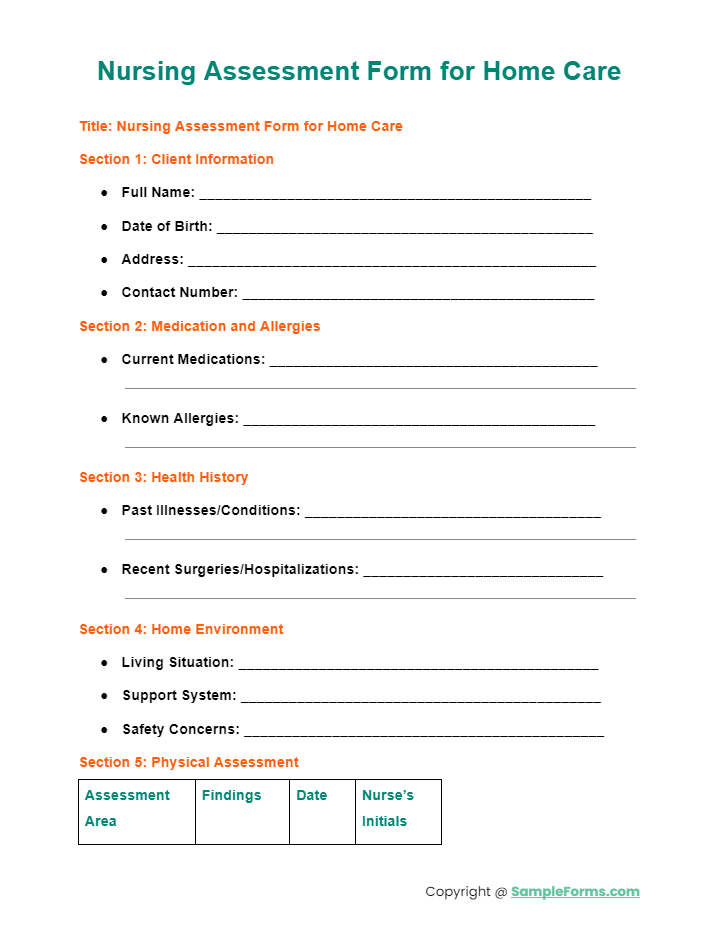 FREE 22+ Nursing Assessment Form Samples, PDF, MS Word, Google Docs