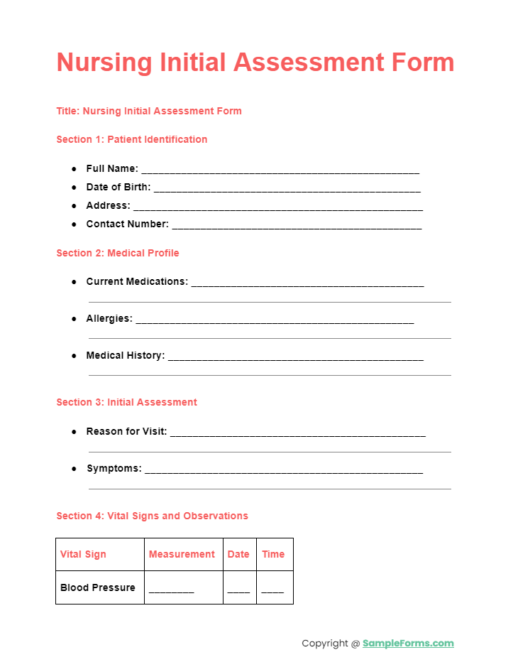 FREE 22+ Nursing Assessment Form Samples, PDF, MS Word, Google Docs