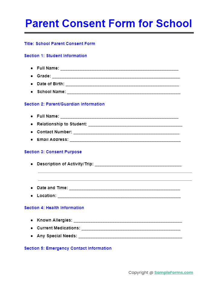 FREE 14+ Parent Consent Form Samples, PDF, MS Word, Google Docs, Excel
