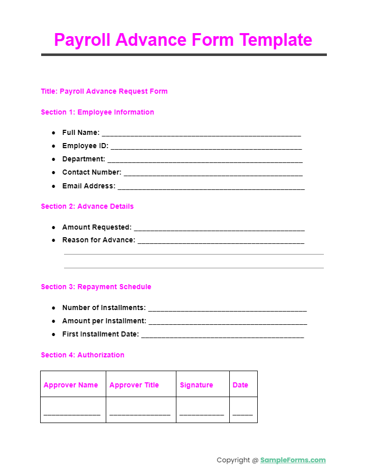 FREE 13+ Payroll Advance Form Samples, PDF, MS Word, Google Docs