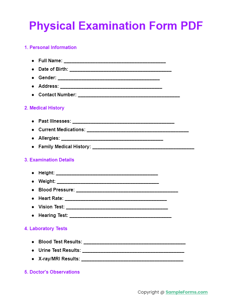 FREE 16+ Physical Examination Form Samples, PDF, MS Word, Google Docs ...
