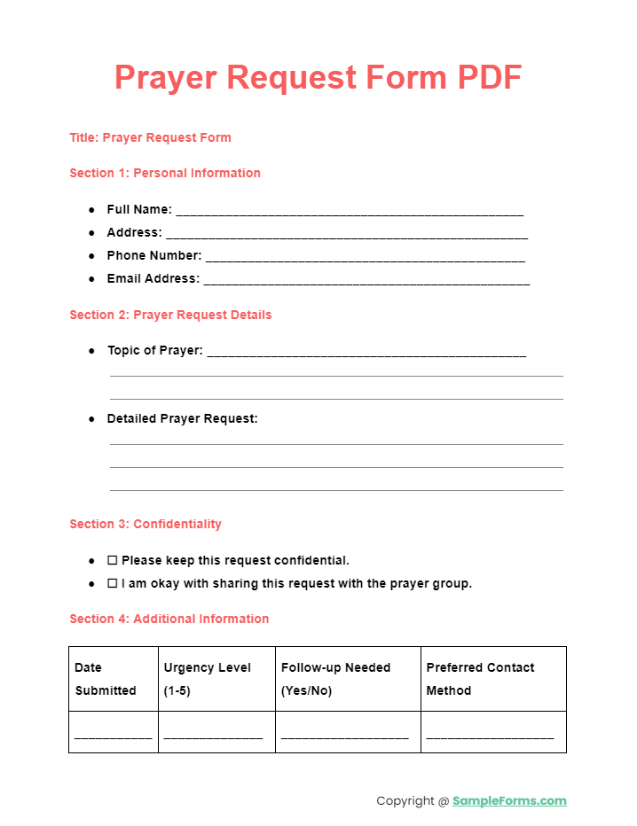 FREE 14+ Prayer Request Form Samples, PDF, MS Word, Google Docs
