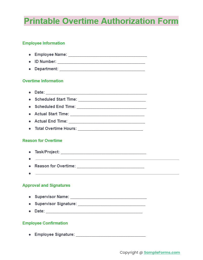 FREE 14+ Overtime Authorization Form Samples, PDF, MS Word, Google Docs ...